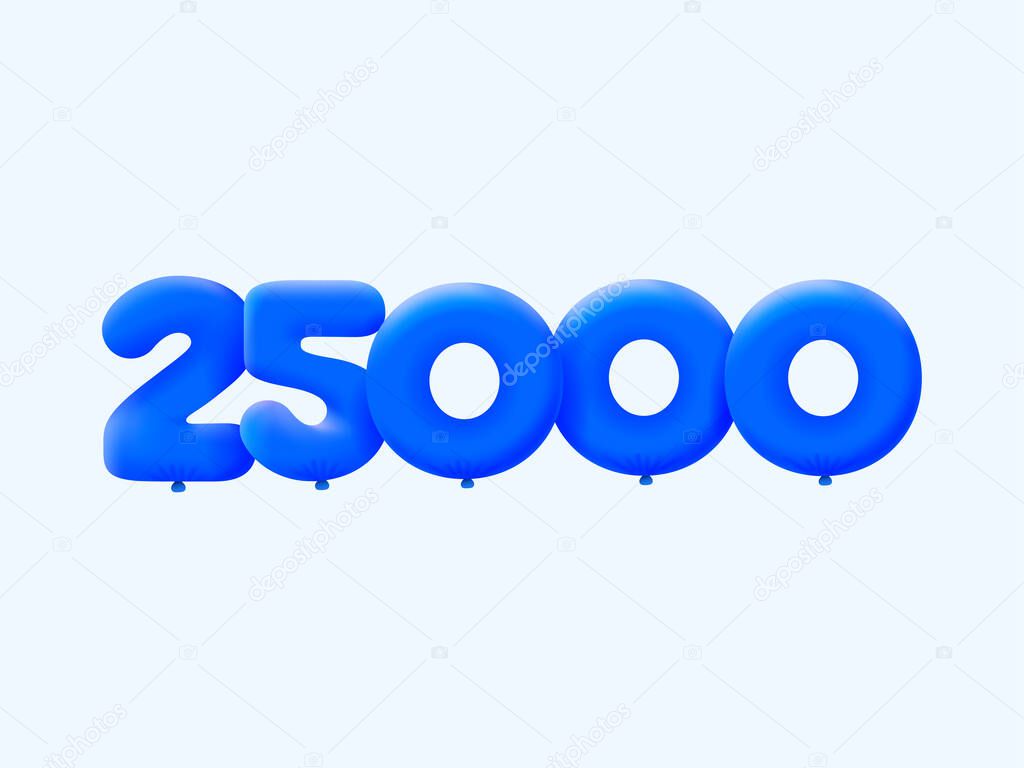 Azul 3D número 25000 en forma de globos. Diseño de ilustración ...