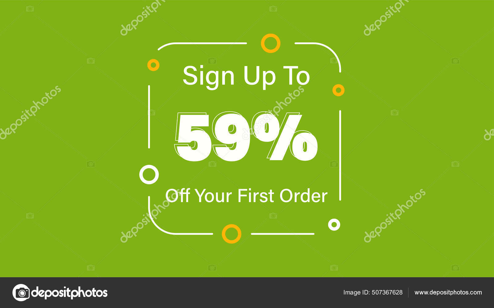 Sign Your First Order Promotion Poster Green Background Stock Vector ...