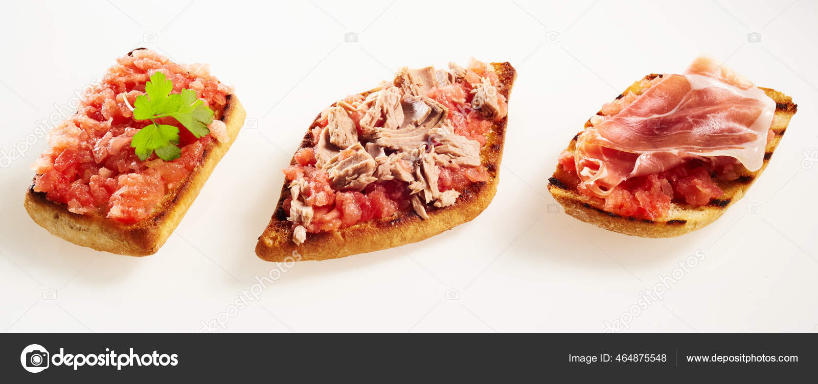 Trio Different Tostada Toppings Salsa Tuna Ham Crispy Deep Fried Stock ...