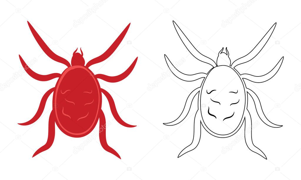 Relleno y contorno de ilustración de ácaros o arácnidos aislados sobre ...