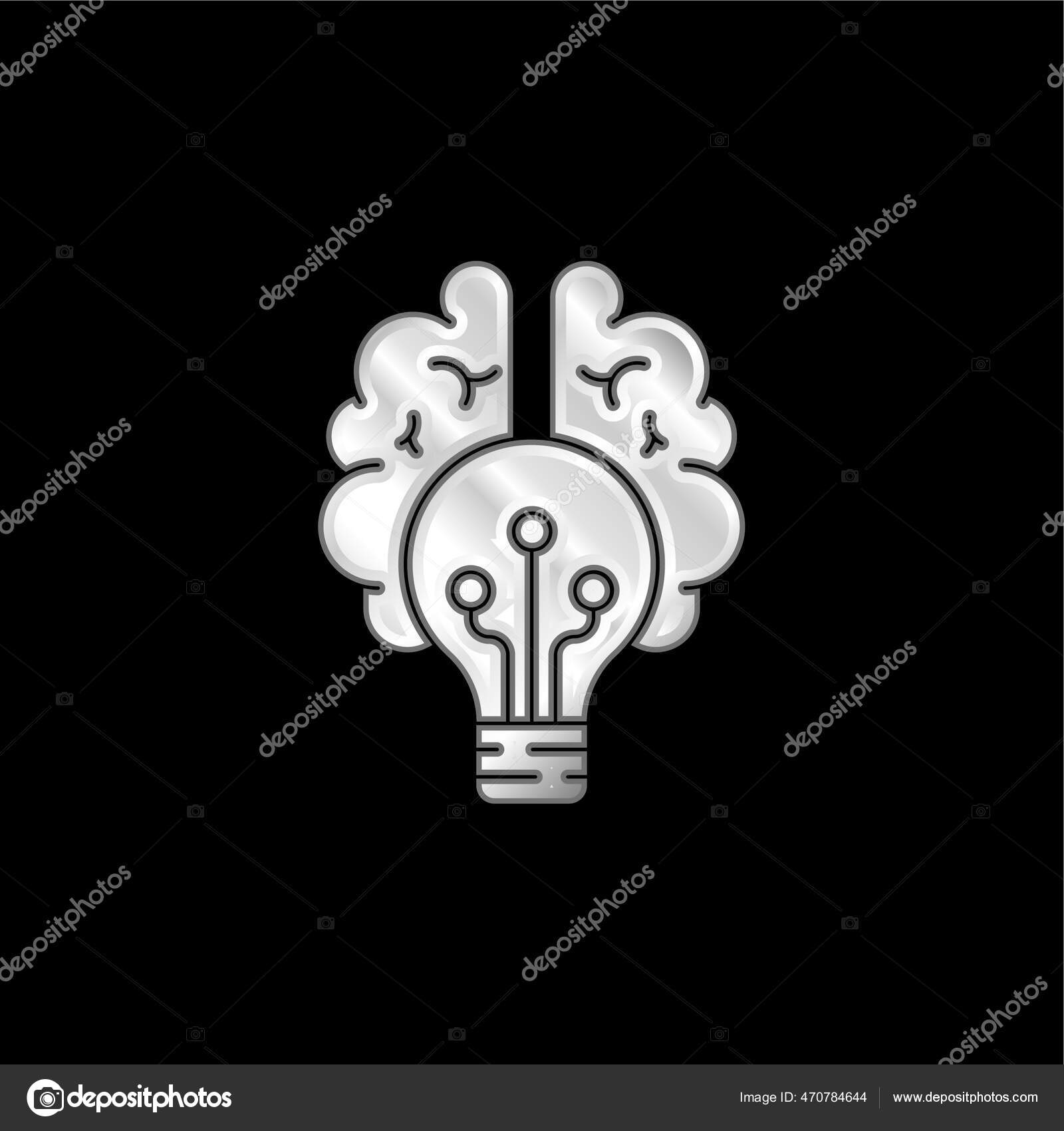 Brain Silver Plated Metallic Icon Stock Vector by ©Infolight 470784644