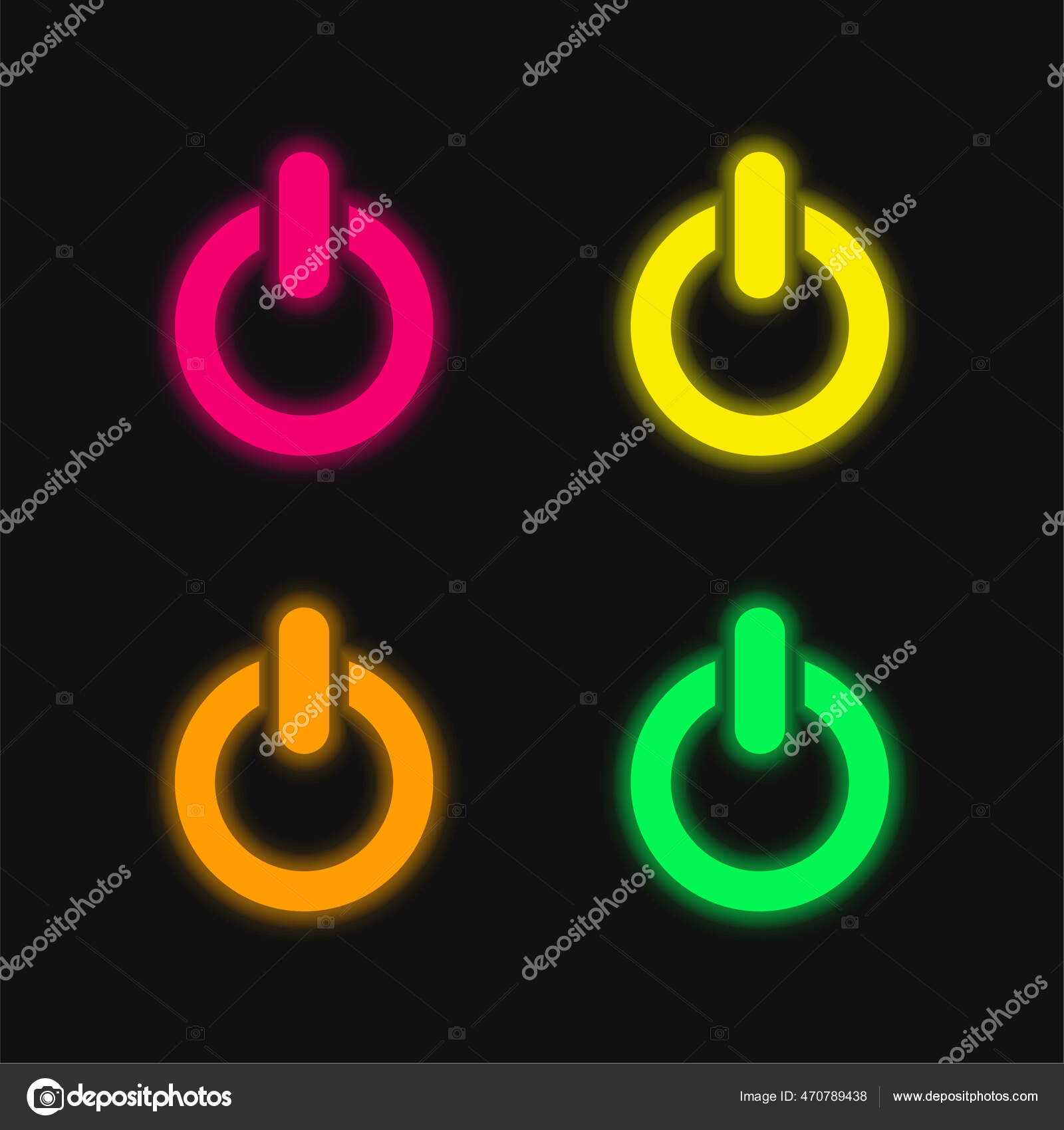 Big Power Button Four Color Glowing Neon Vector Icon Stock Vector Image ...