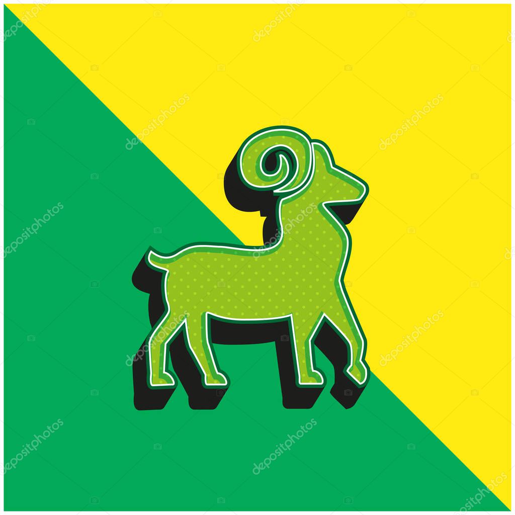 Aries Símbolo verde y amarillo moderno vector 3d icono logotipo 2022