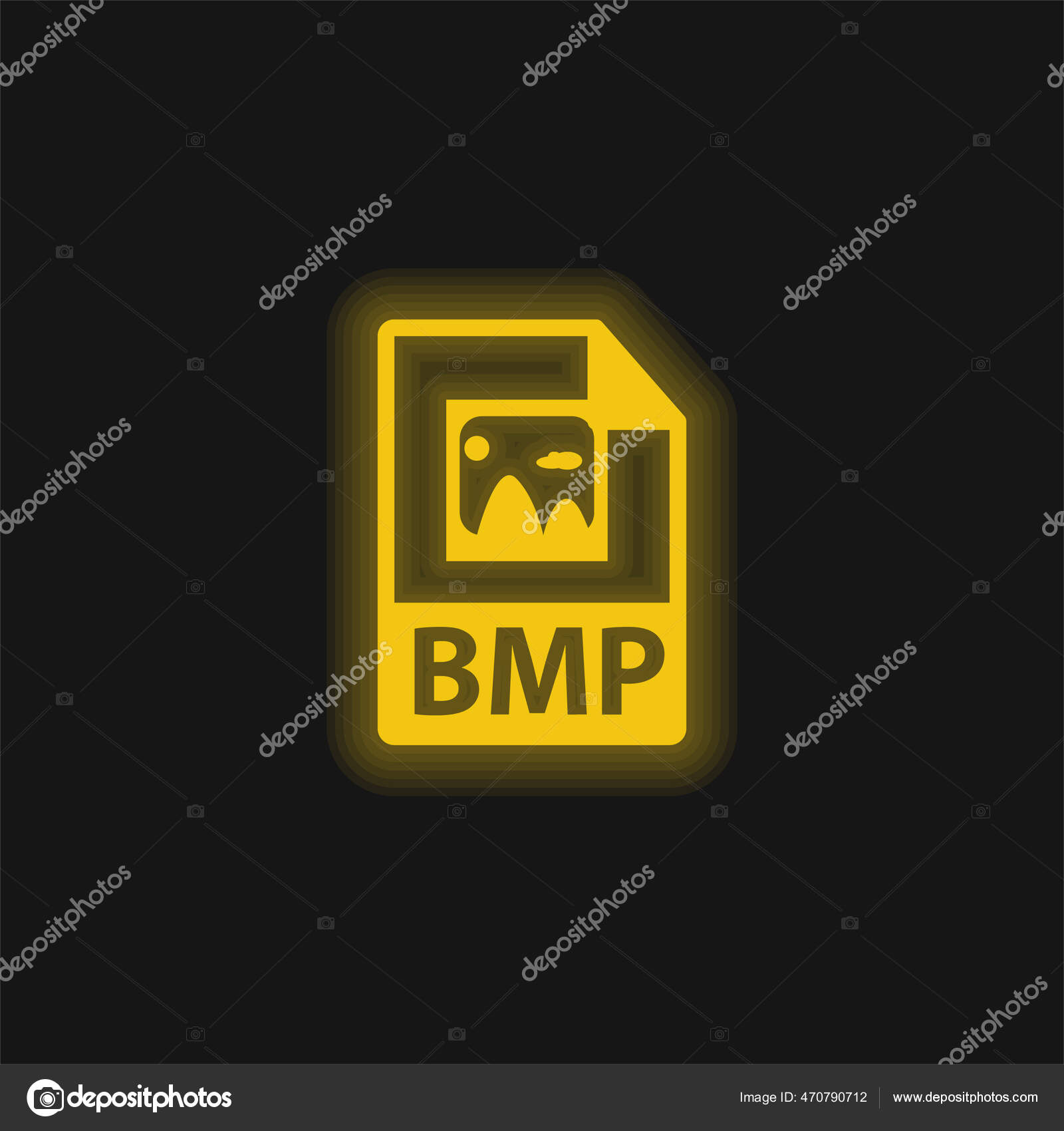 Bmp File Format Symbol Yellow Glowing Neon Icon Stock Vector Image by ...