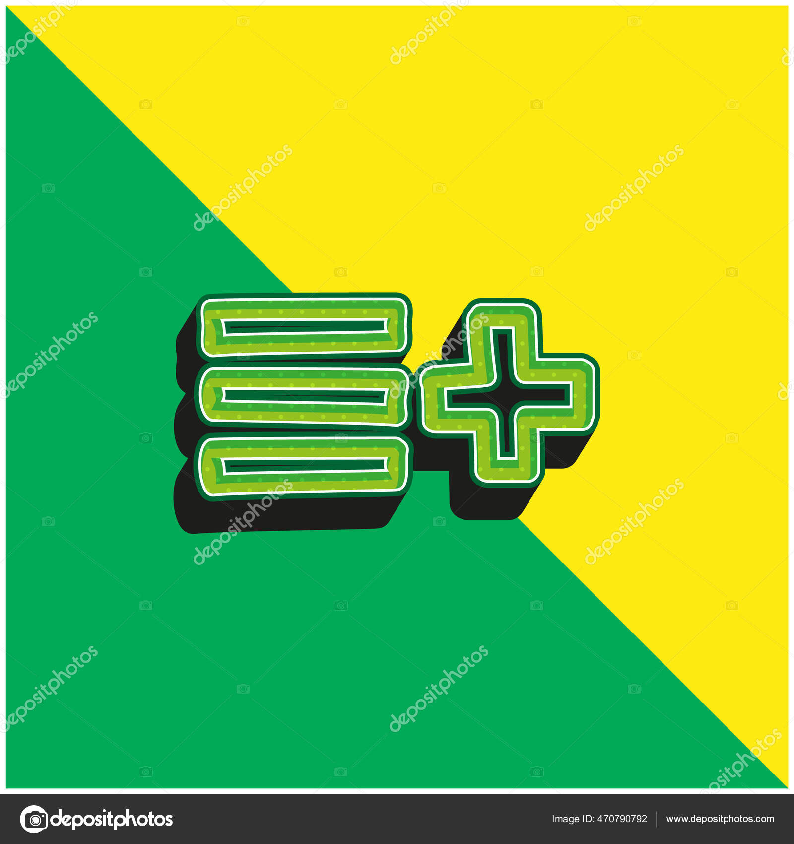 Add List Hand Drawn Interface Symbol Green Yellow Modern Vector Stock ...