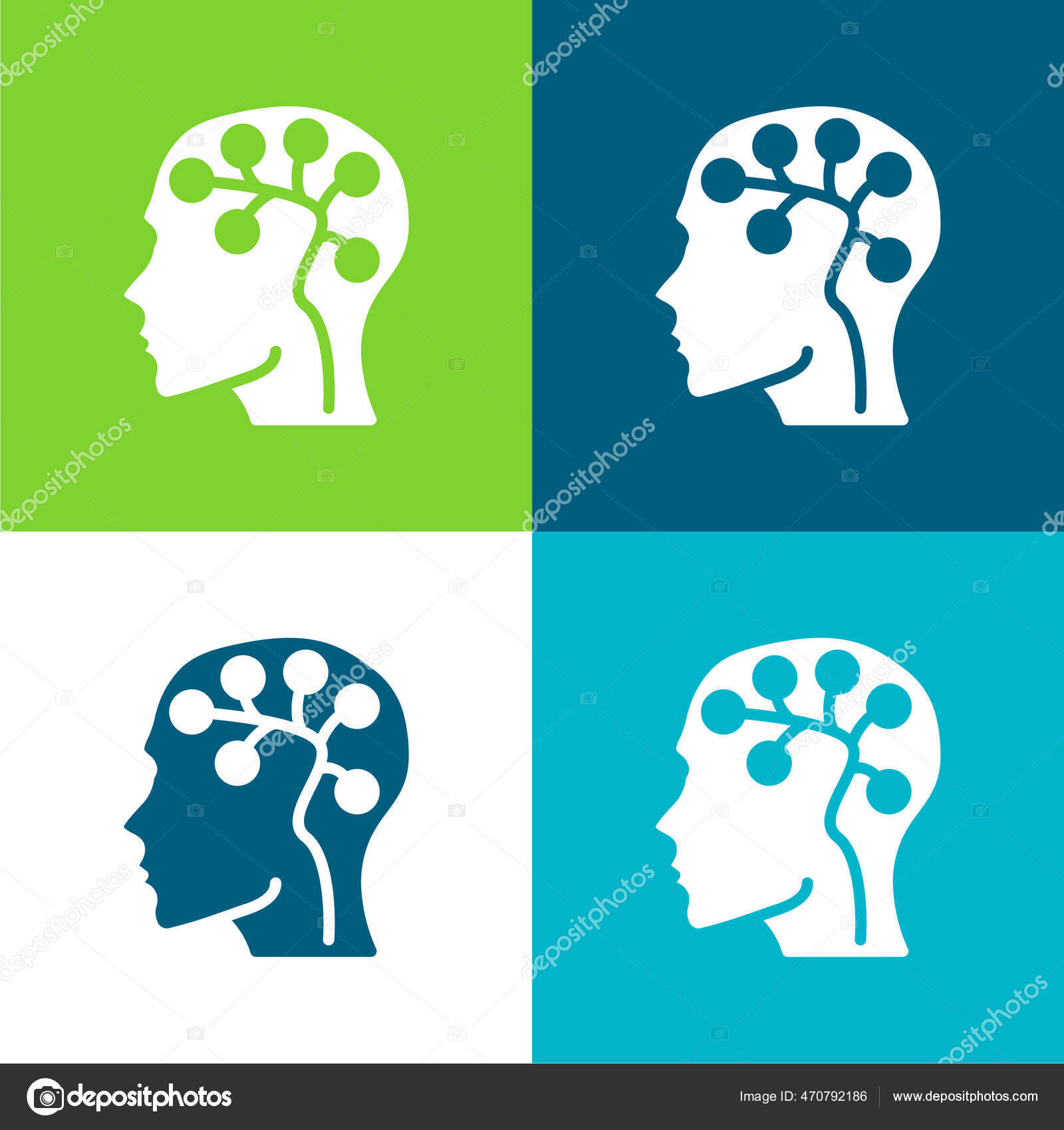 Brain Flat Four Color Minimal Icon Set Stock Vector by ©Infolight 470792186
