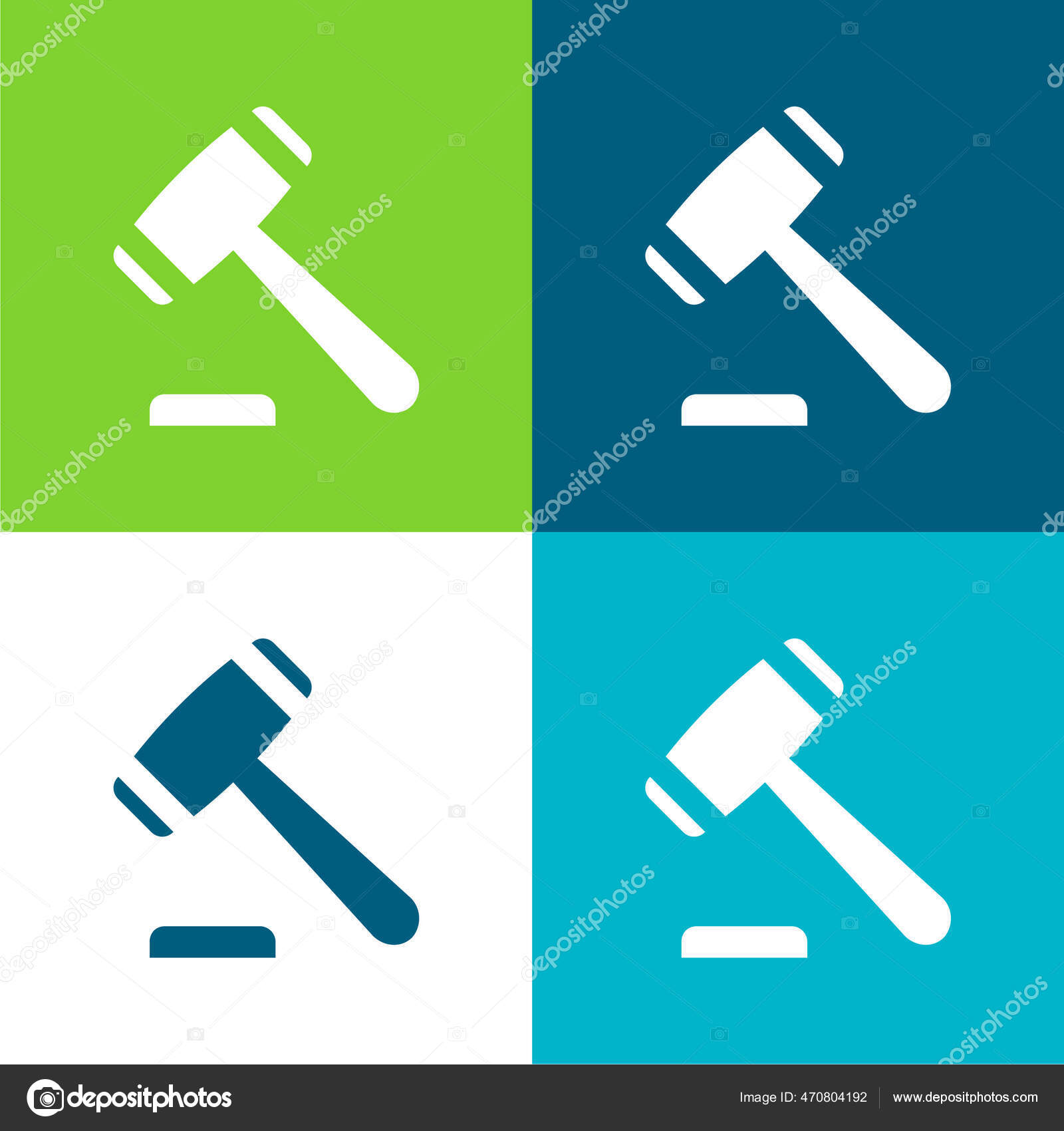 Auction Flat Four Color Minimal Icon Set Stock Vector Image by ...