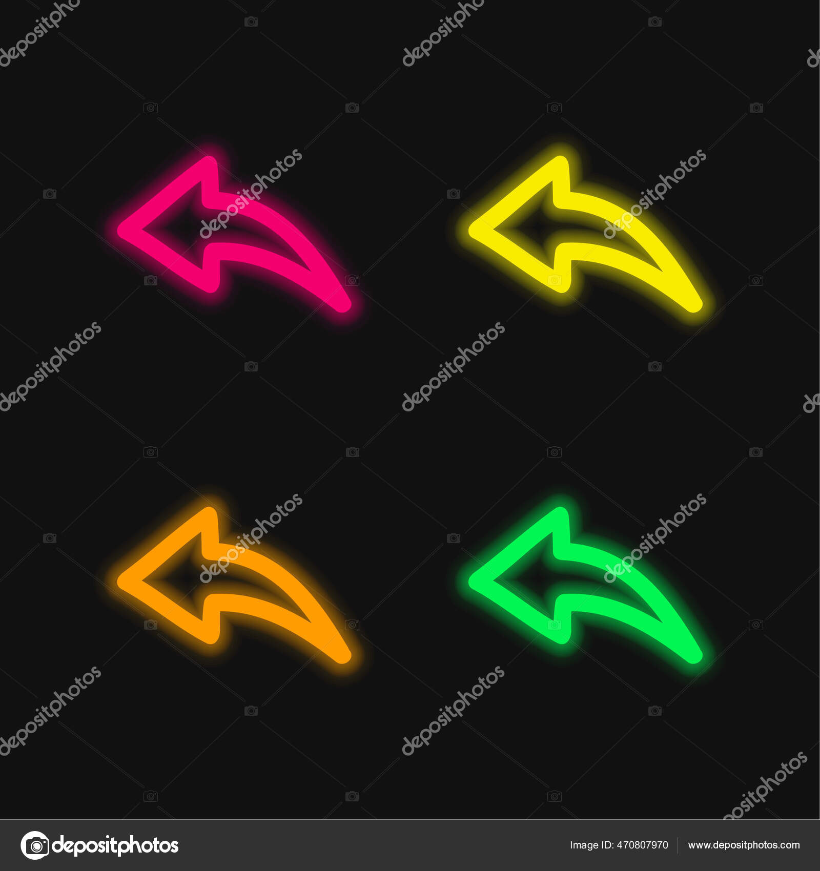 Back Hand Drawn Arrow Outline Four Color Glowing Neon Vector Stock ...