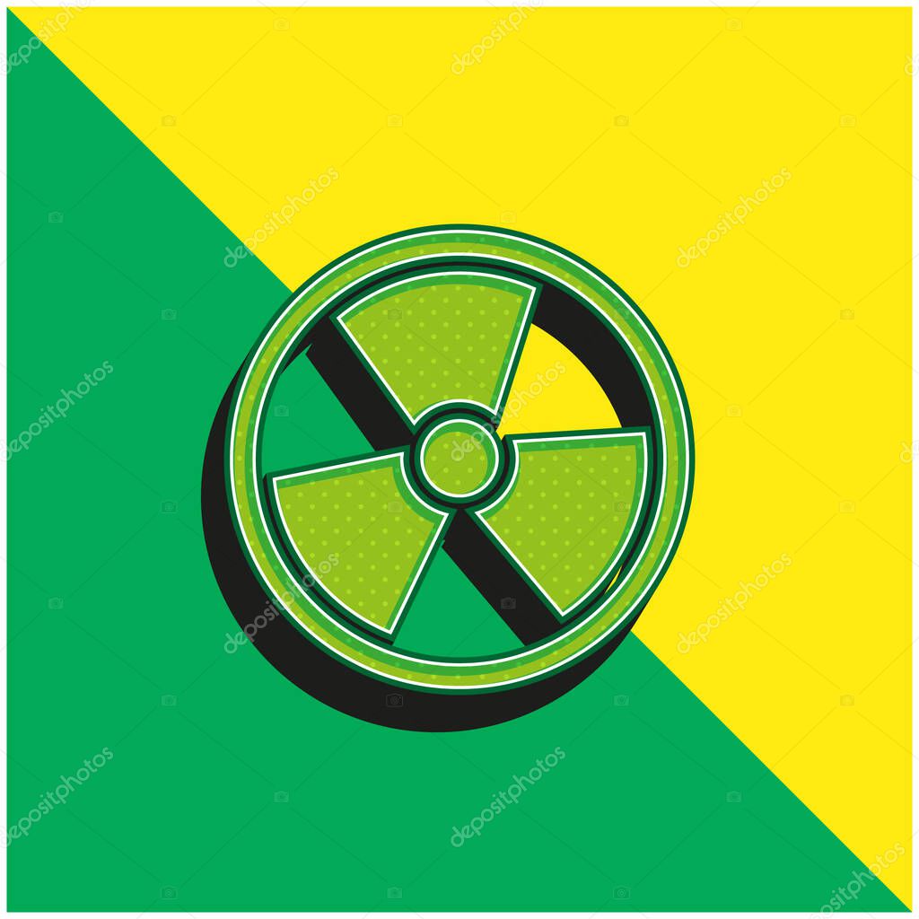 Signo de alerta verde y amarillo moderno vector 3d icono logo 2024