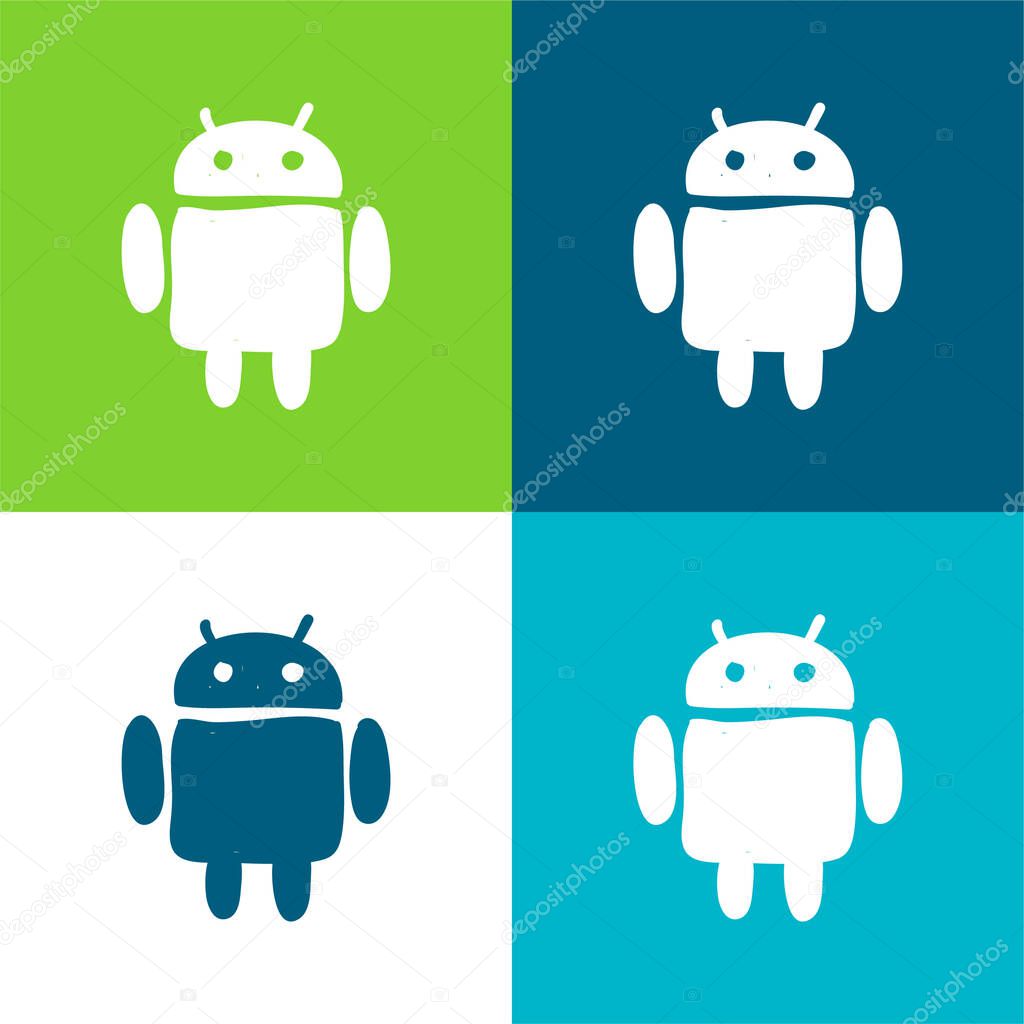 Logotipo de Android Plano de cuatro colores mínimo icono conjunto 2023