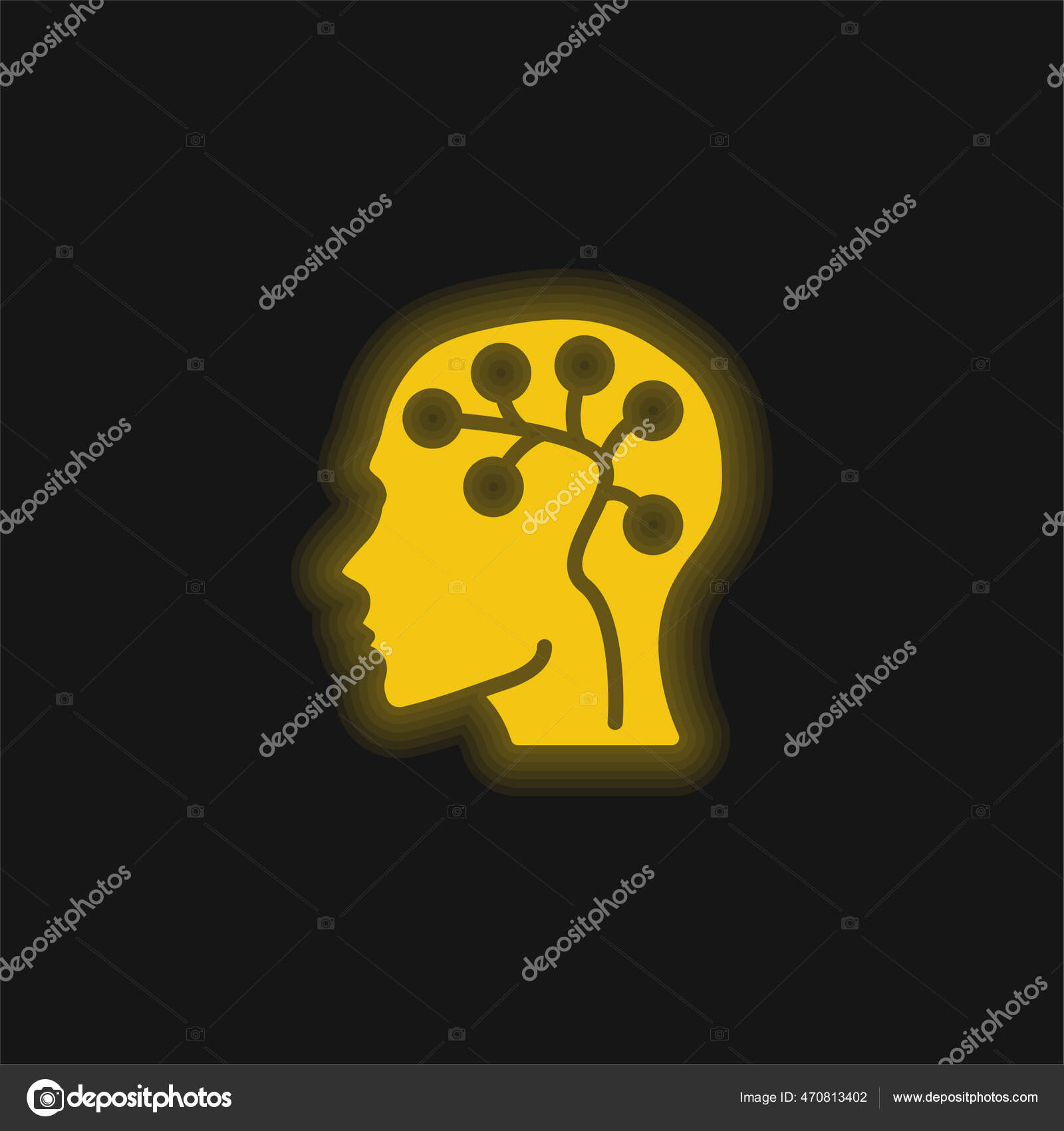 Brain Yellow Glowing Neon Icon Stock Vector by ©Infolight 470813402