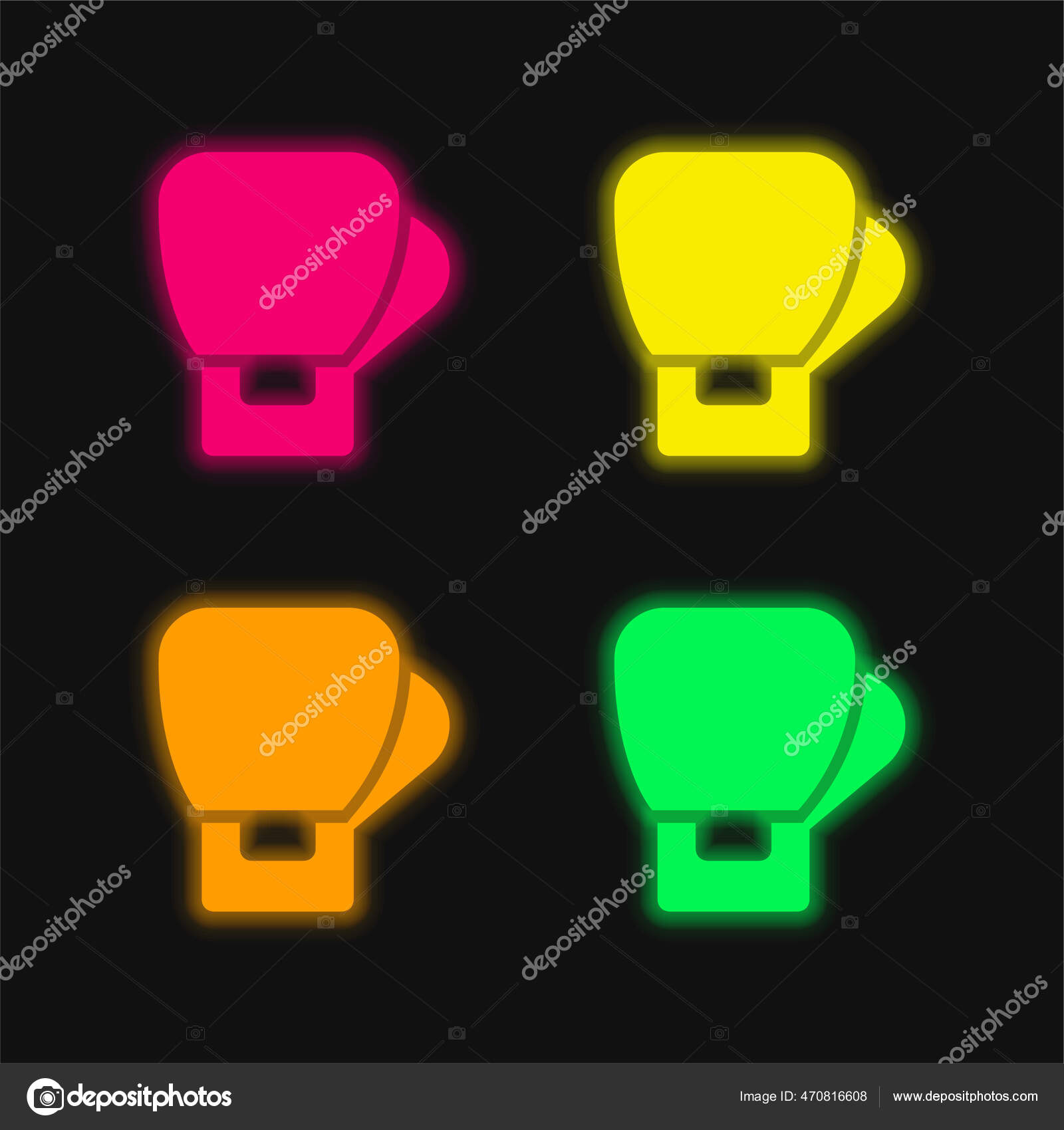Boxing Four Color Glowing Neon Vector Icon Stock Vector Image by ...