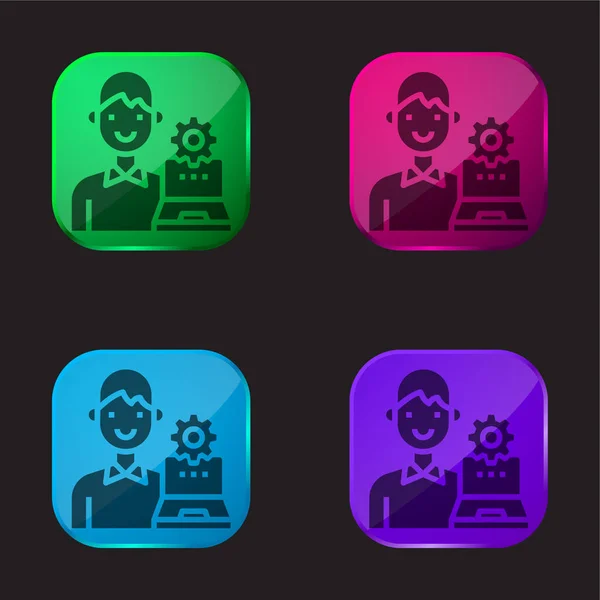 Admin icono de botón de cristal de cuatro colores 2024