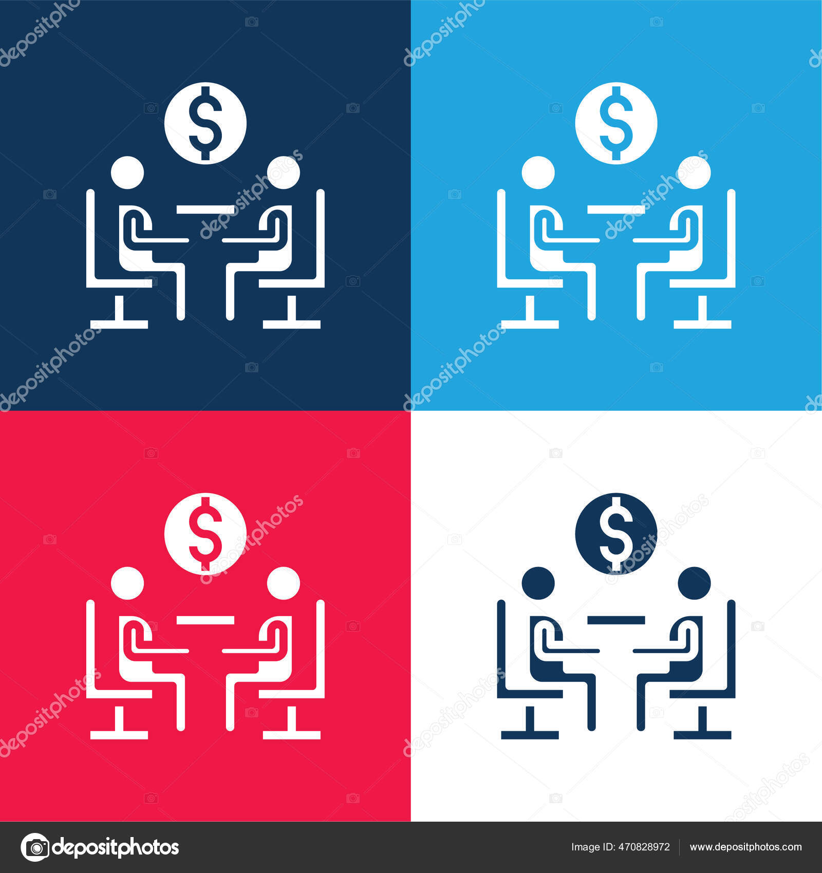 Agreement Blue Red Four Color Minimal Icon Set Stock Vector Image by ...
