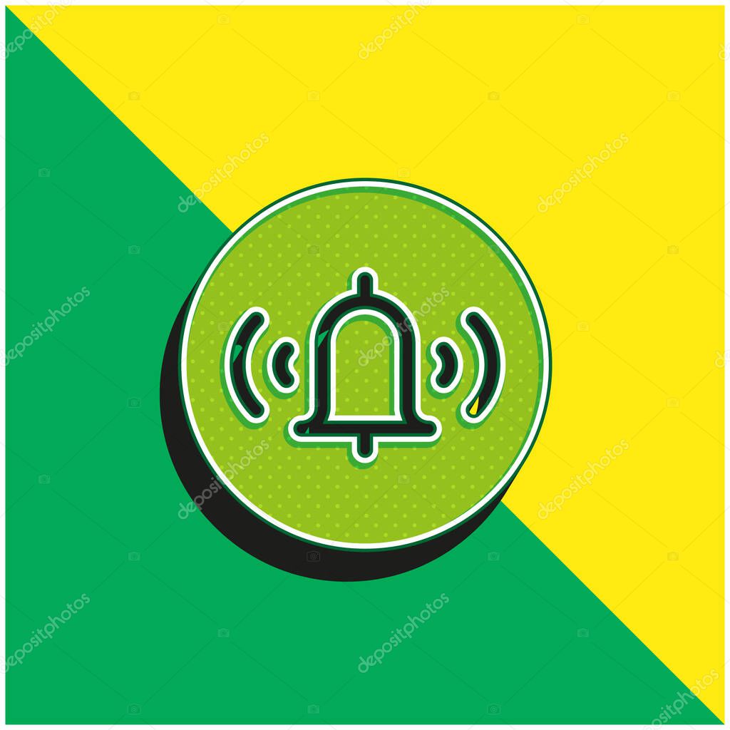 Botón de alarma verde y amarillo moderno vector 3d icono logotipo 2022