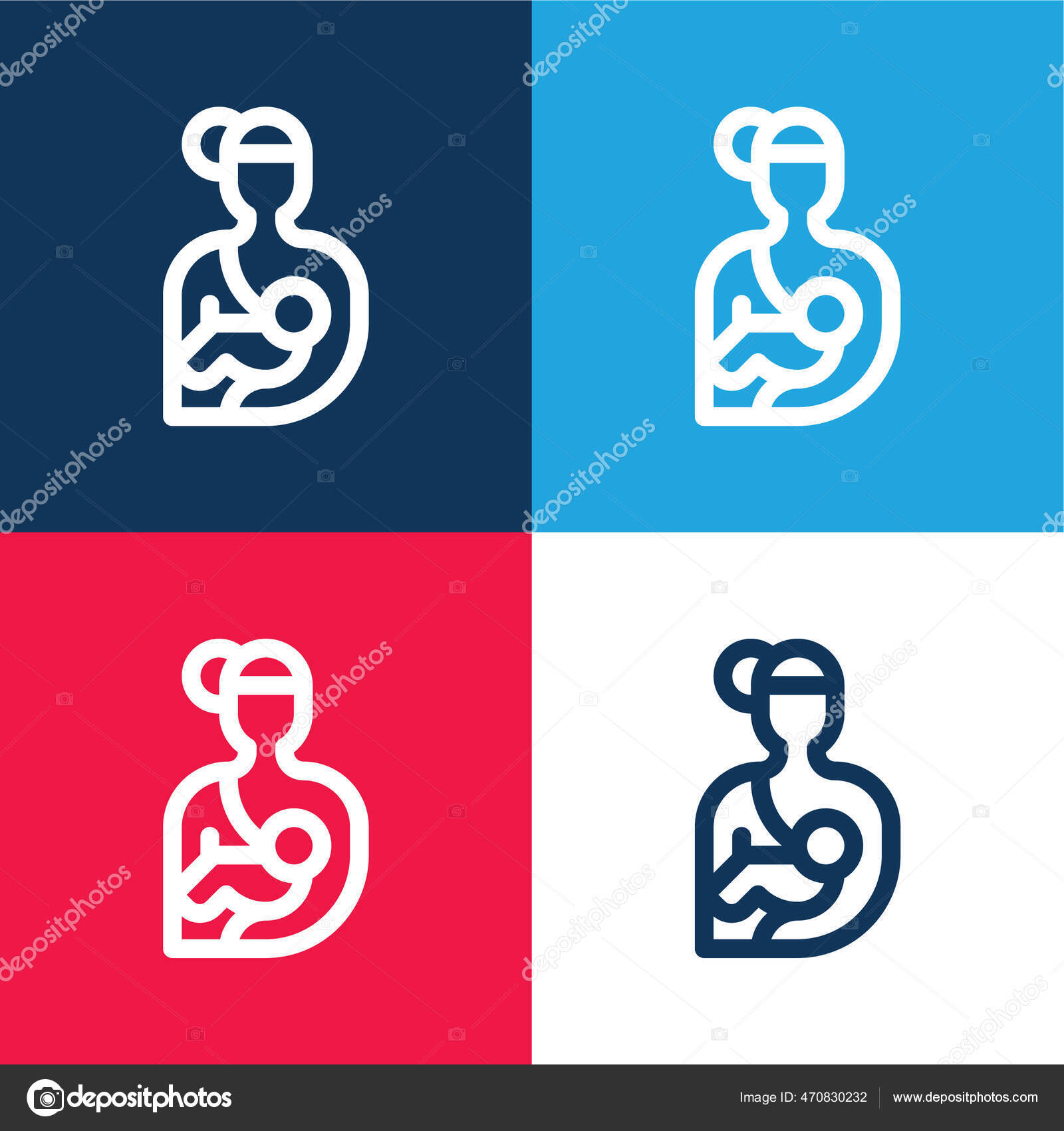Breastfeeding Blue Red Four Color Minimal Icon Set Stock Vector by ...