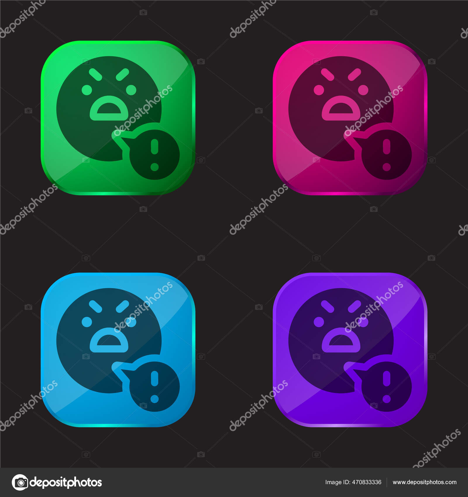 Angry Four Color Glass Button Icon Stock Vector Image by ©Infolight ...