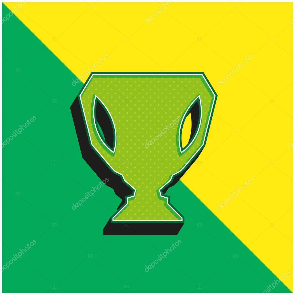 Big Cup trofeo forma verde y amarillo moderno vector 3d icono logo 2023