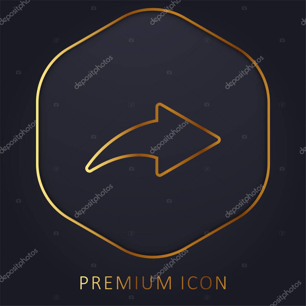 Flecha que apunta a la línea dorada derecha logotipo premium o icono 2024