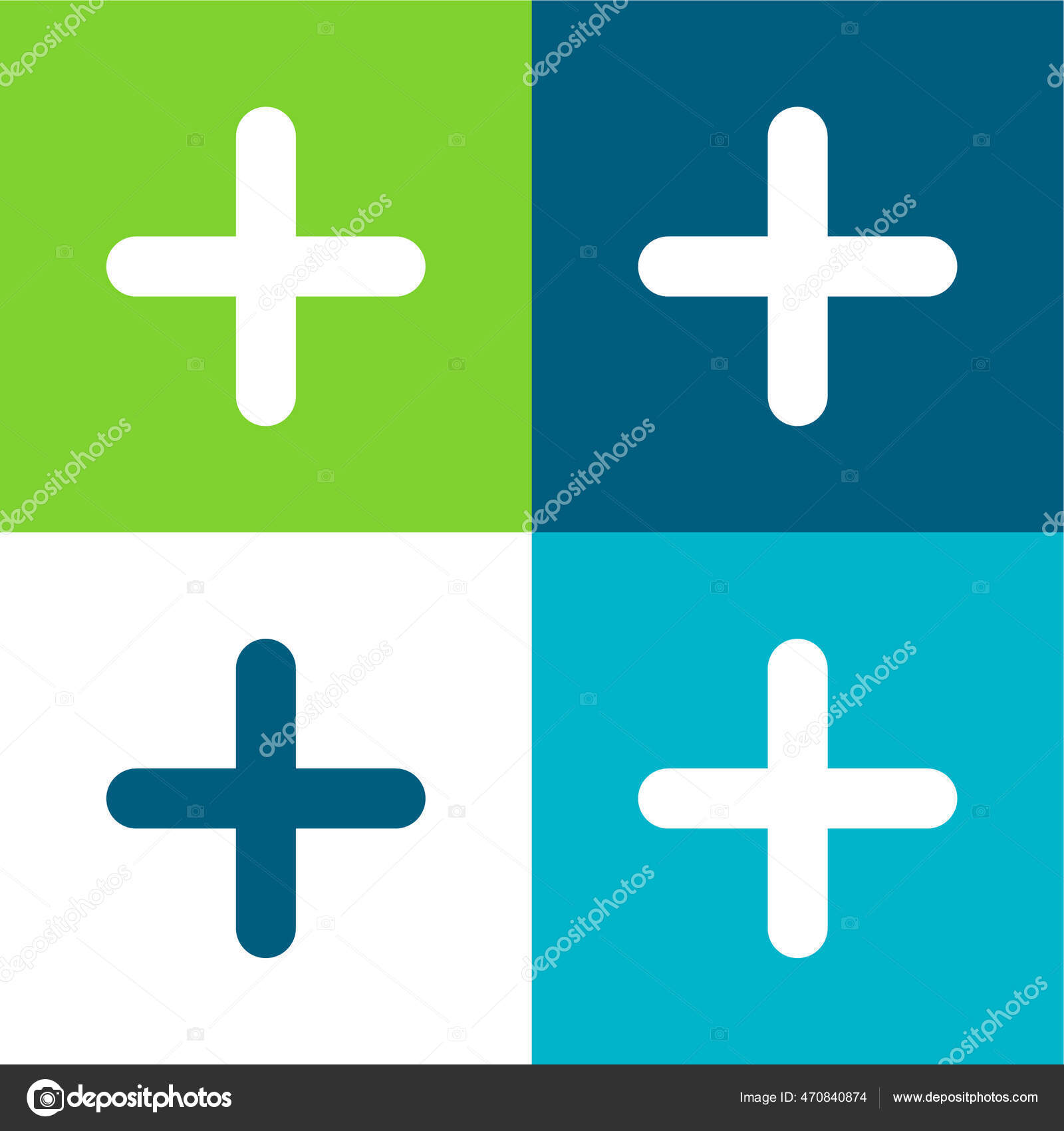 Addition Thick Symbol Flat Four Color Minimal Icon Set Stock Vector ...