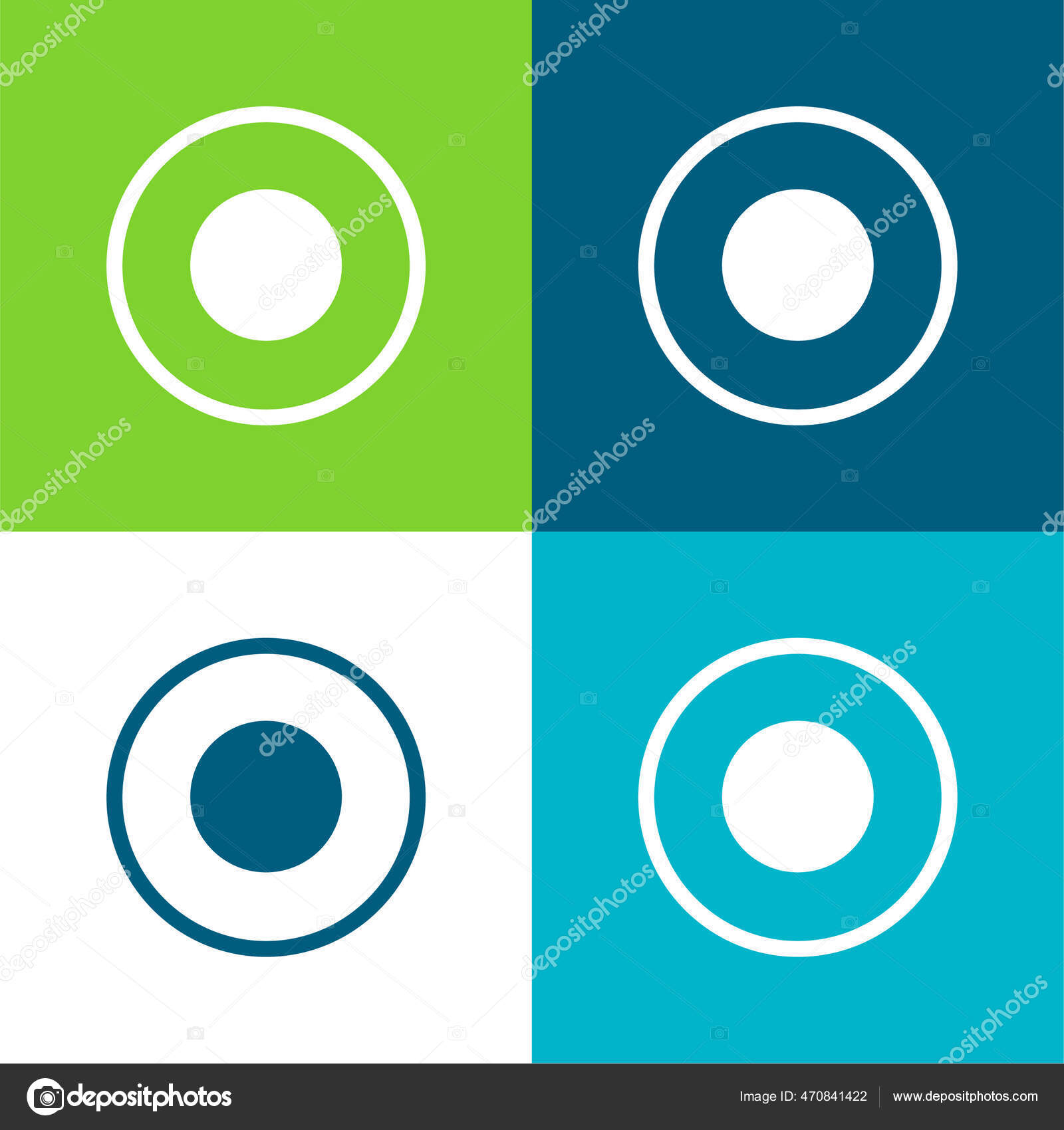 Atom Circular Symbol Circles Flat Four Color Minimal Icon Set Stock ...