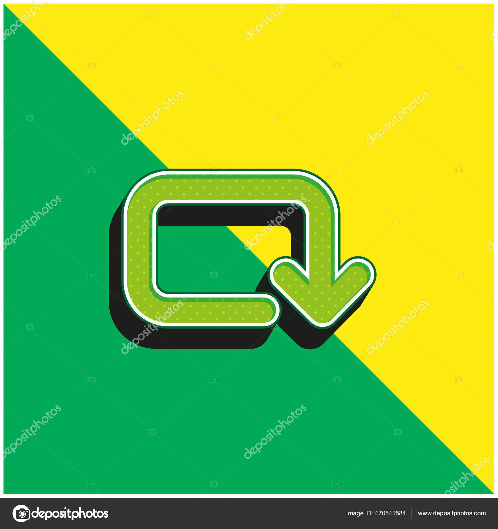 Arrow Rounded Rectangular Clockwise Rotation Green Yellow Modern Vector ...