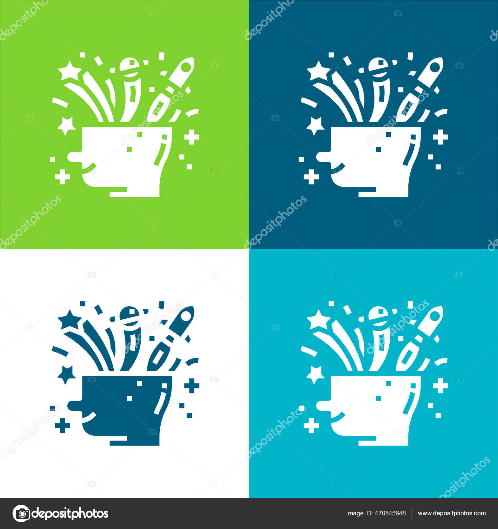Brain Flat Four Color Minimal Icon Set Stock Vector by ©Infolight 470845648