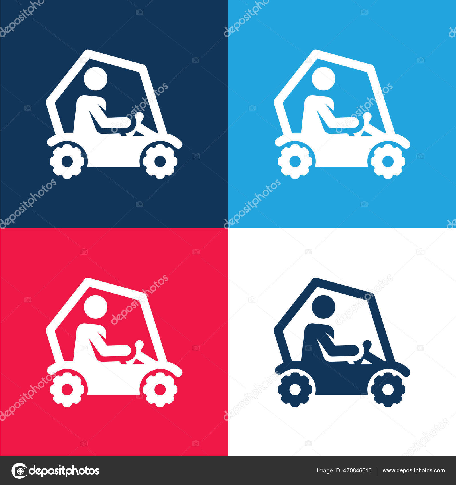 All Terrain Blue Red Four Color Minimal Icon Set Stock Vector Image by ...