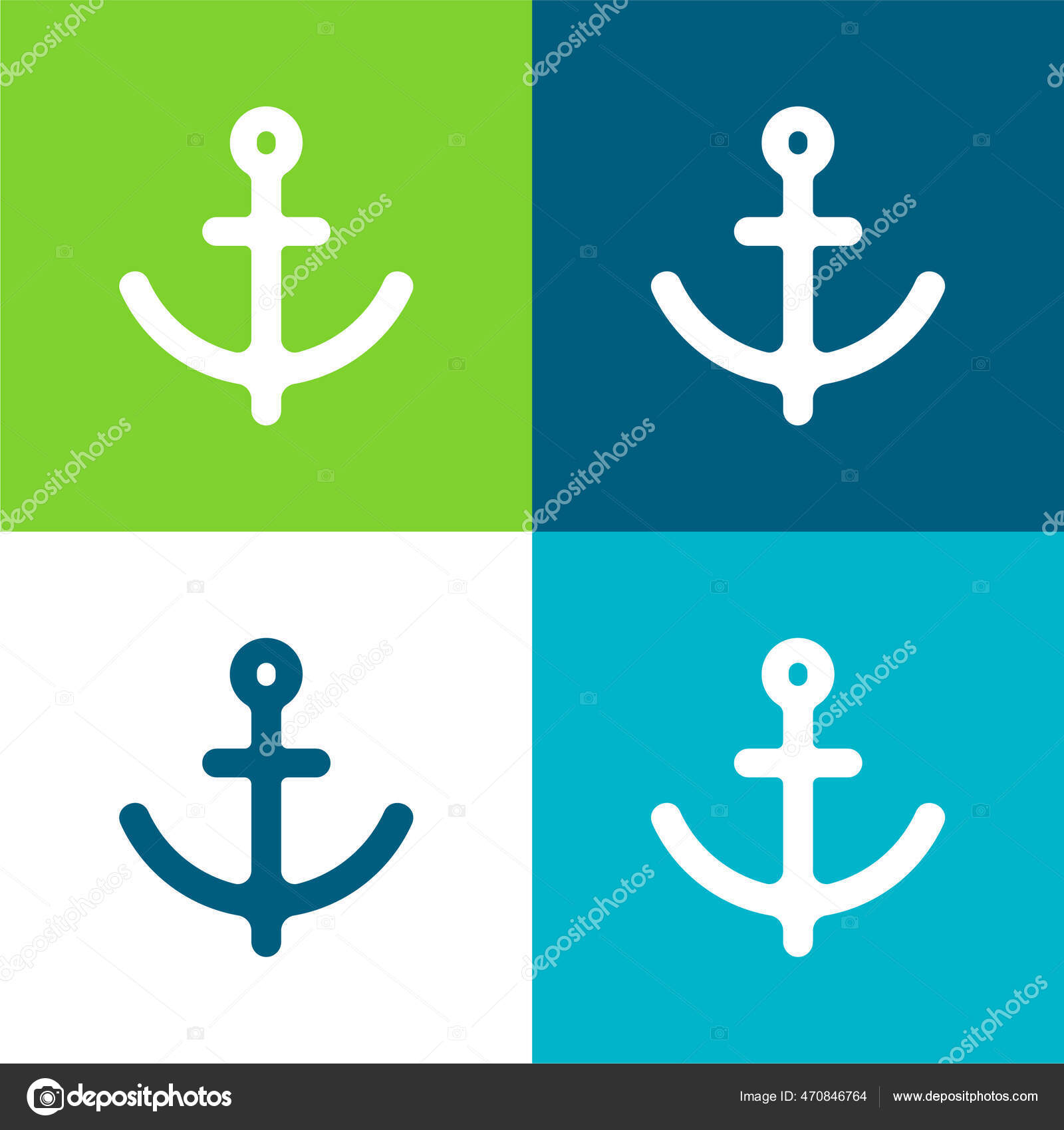 Anchor Flat Four Color Minimal Icon Set Stock Vector by ©Infolight ...
