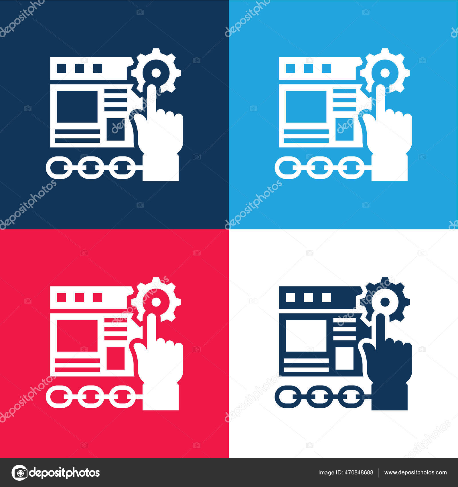 Application Blue Red Four Color Minimal Icon Set Stock Vector Image by ...