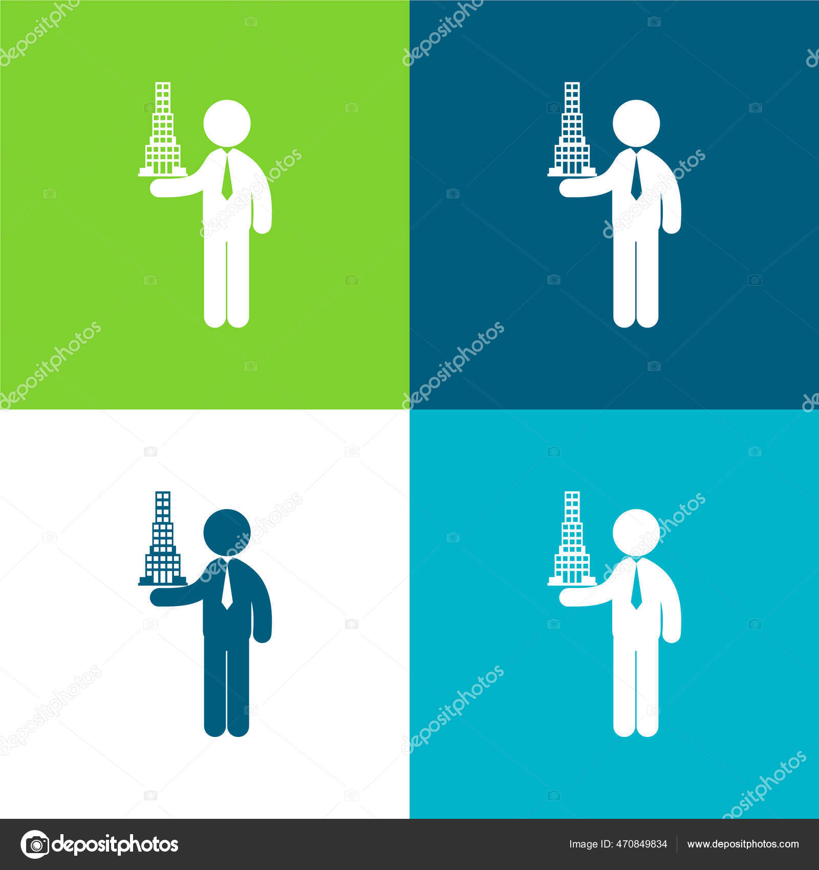 Architect Building Project Flat Four Color Minimal Icon Set Stock Vector By ©infolight 470849834