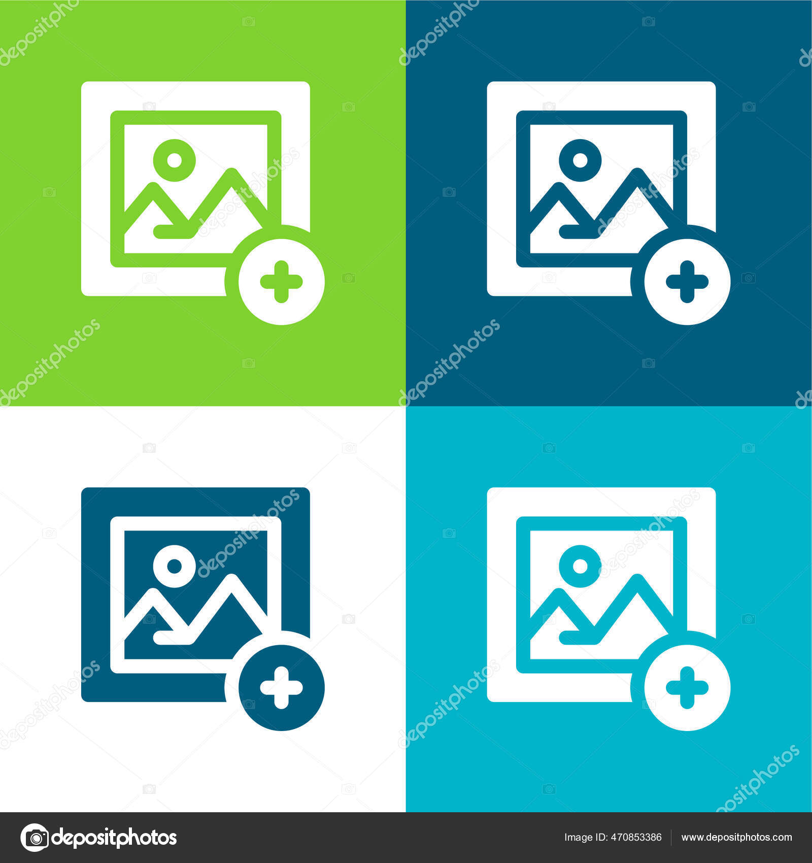 Add Image Flat Four Color Minimal Icon Set Stock Vector Image by ...