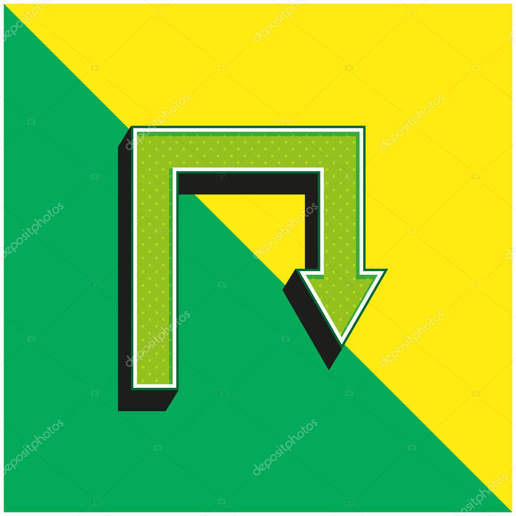 Flecha Ángulos Símbolo verde y amarillo moderno vector 3d icono logo 2024