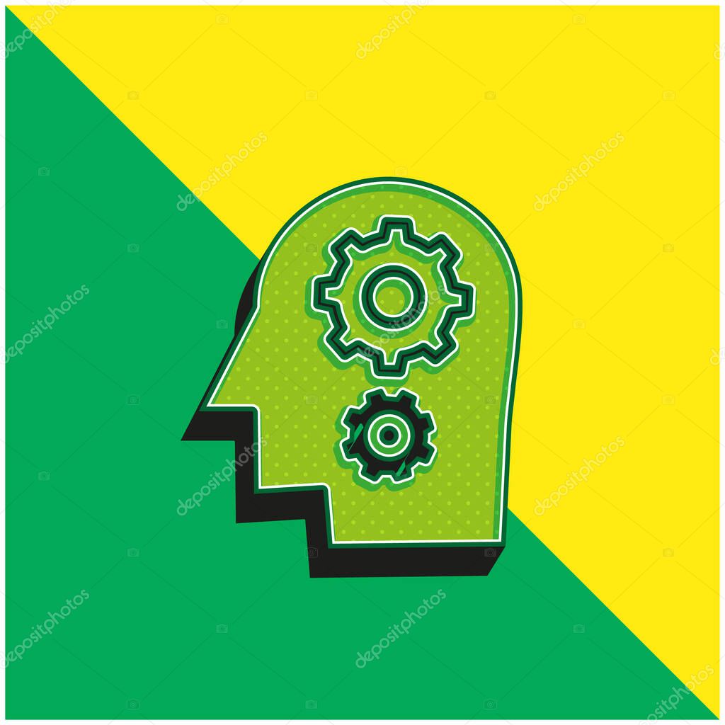 Tormenta de ideas verde y amarillo moderno vector 3d icono del logotipo ...