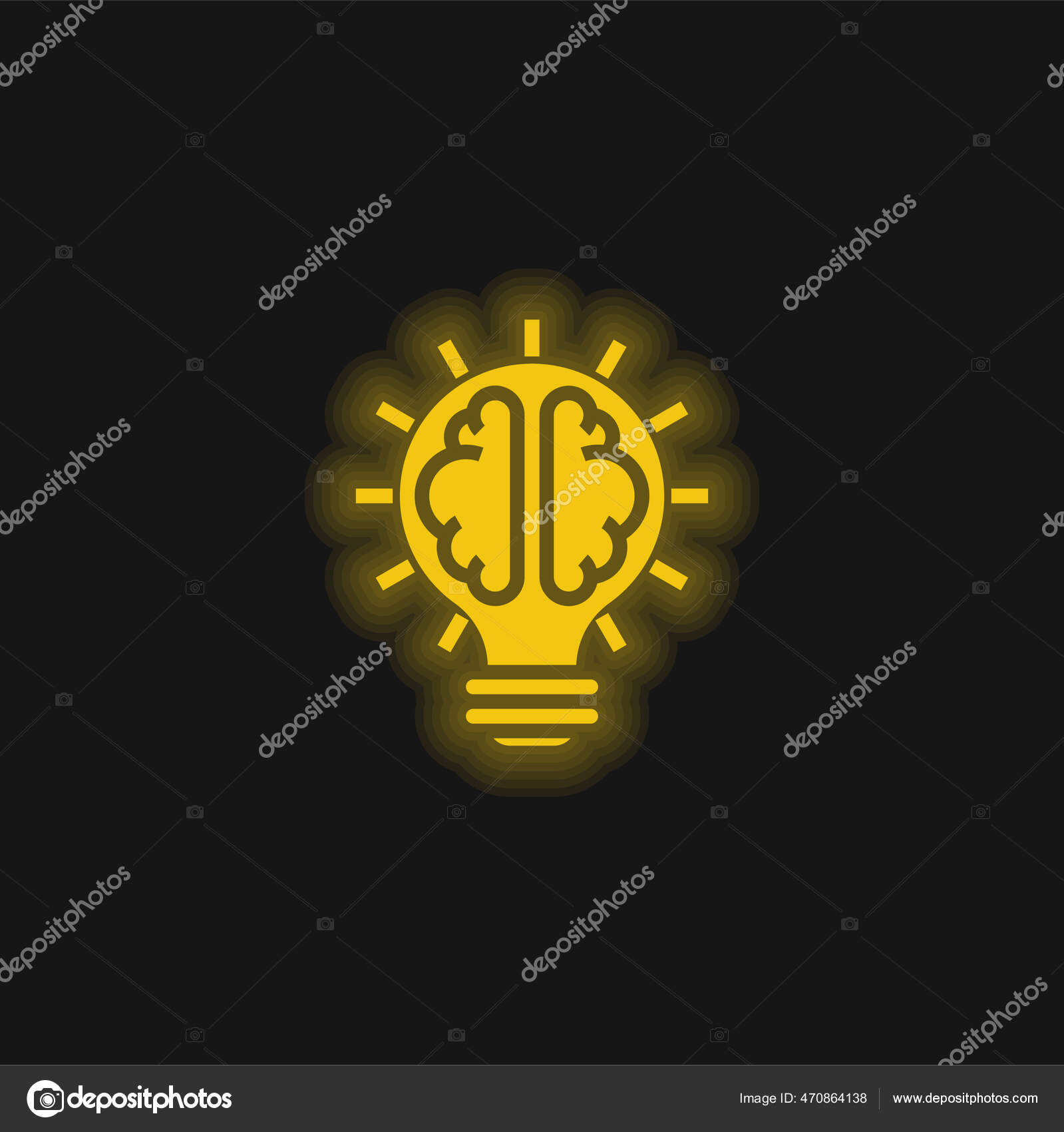 Brain Yellow Glowing Neon Icon Stock Vector by ©Infolight 470864138