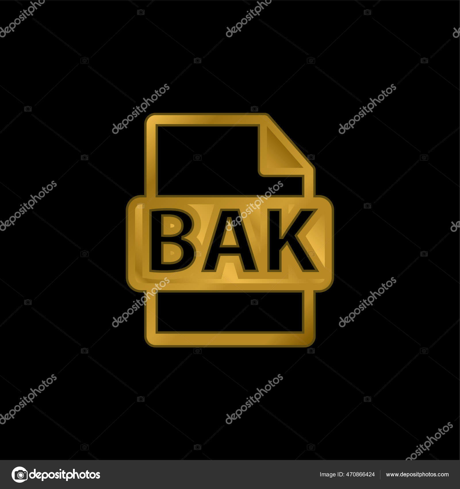 Bak File Format Symbol Gold Plated Metalic Icon Logo Vector Stock ...