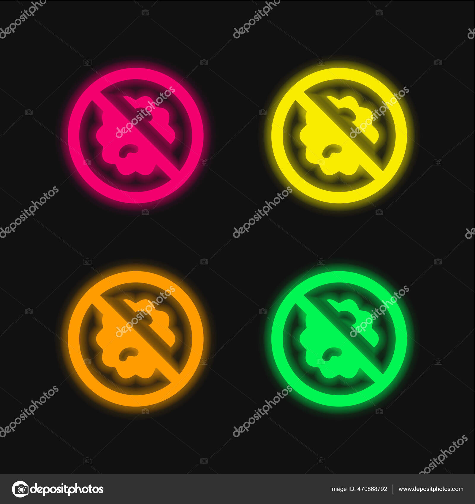 Banned Four Color Glowing Neon Vector Icon Stock Vector Image by ...