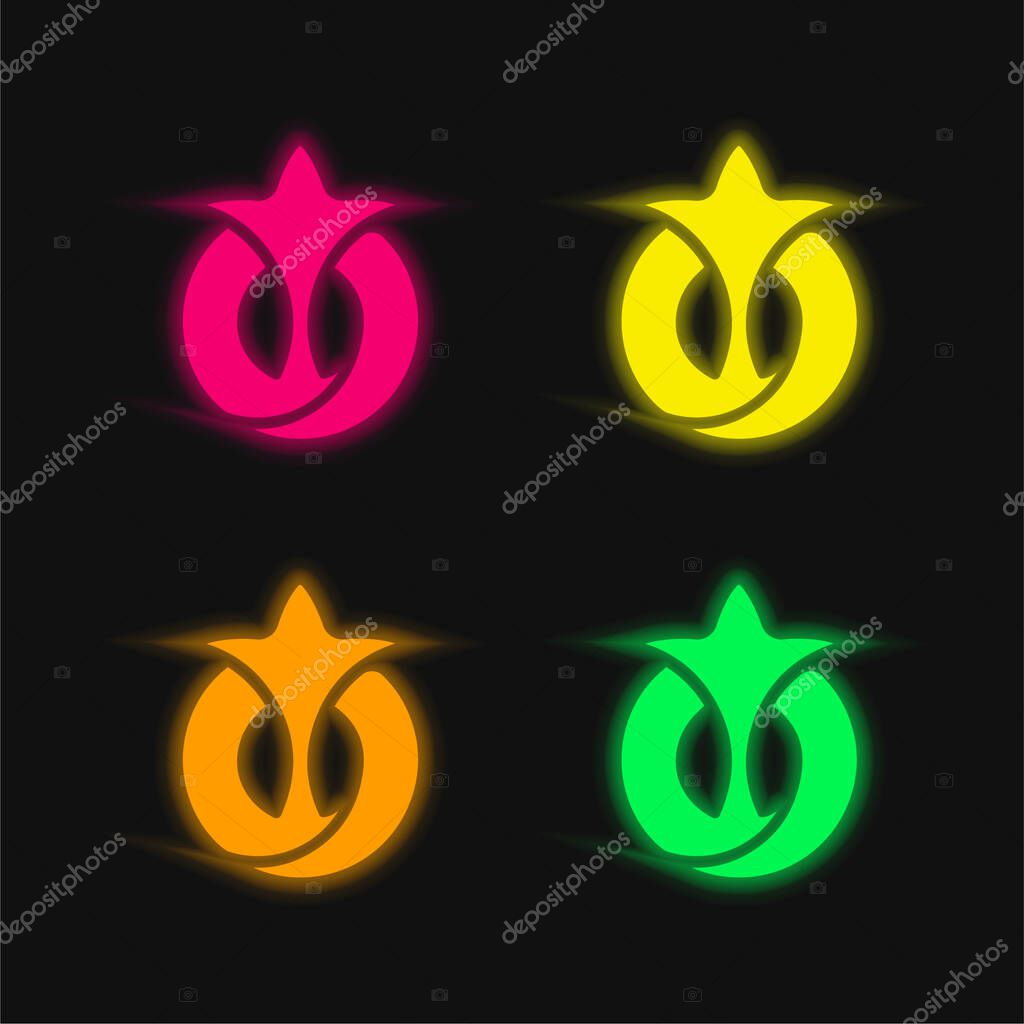 Aichi Japón Prefectura Símbolo de cuatro colores brillante icono de ...