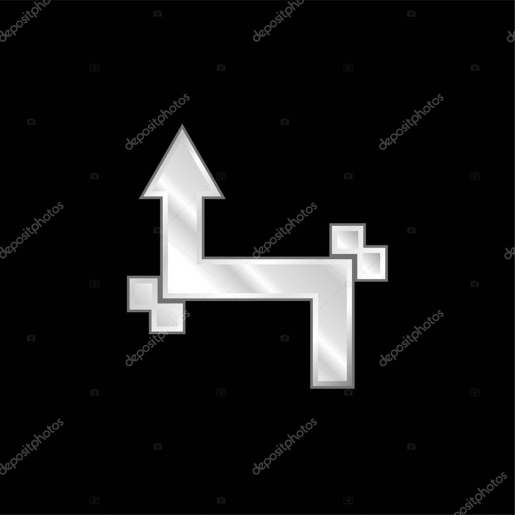 Flecha con dos ángulos rectos plateado icono metálico 2022