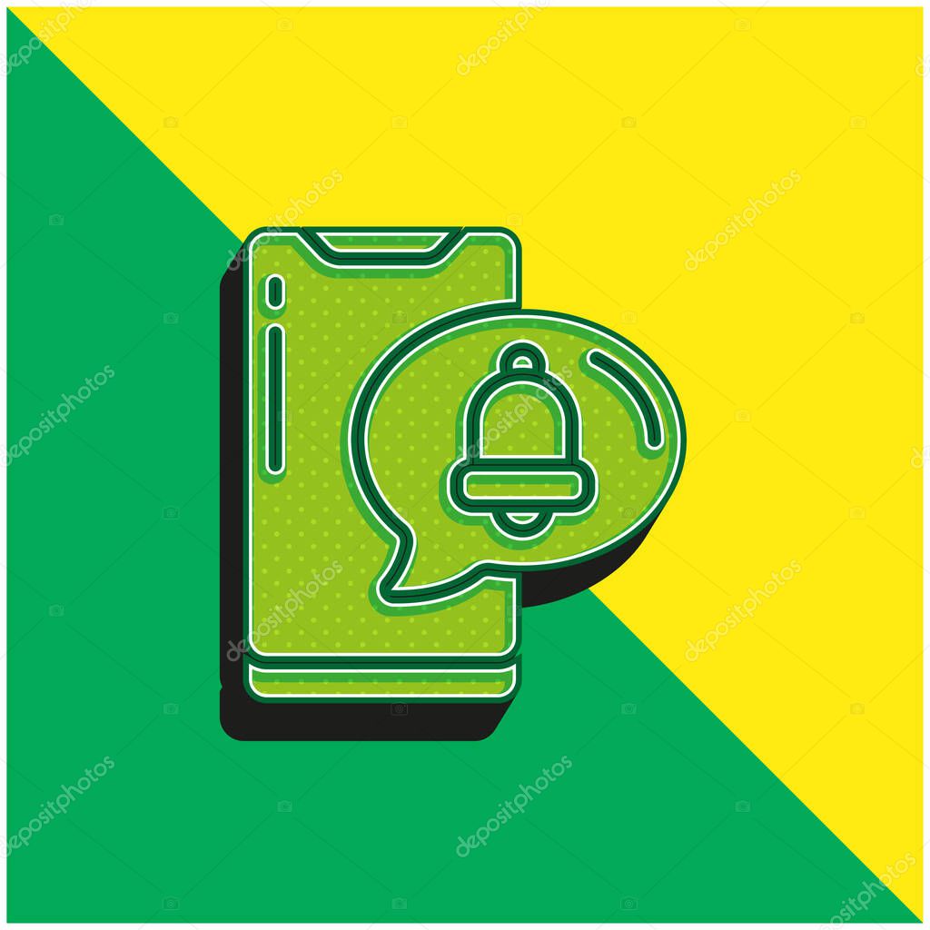 Alarma verde y amarillo moderno vector 3d icono logotipo 2023