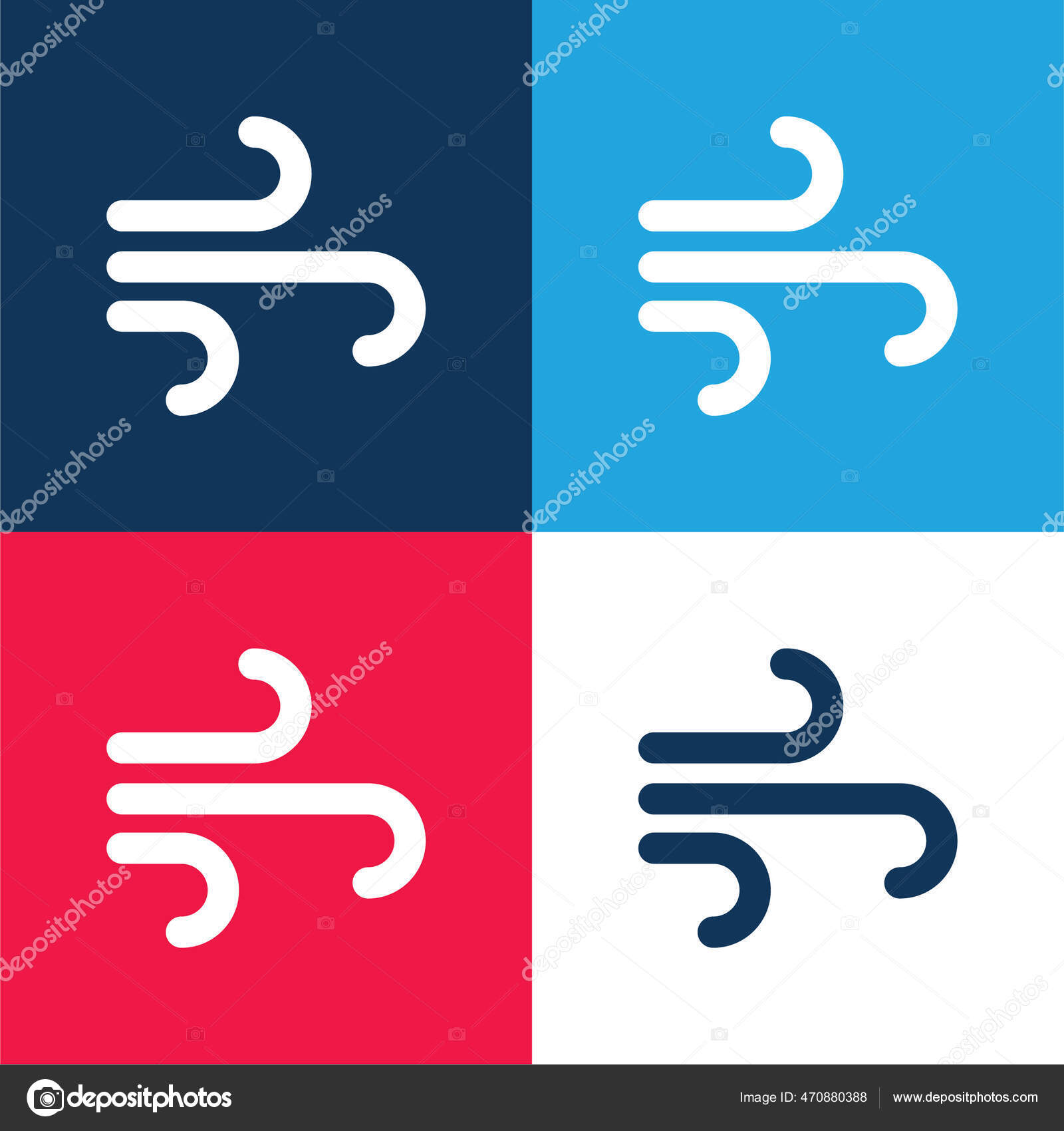 Air Element Blue Red Four Color Minimal Icon Set Stock Vector Image by ...