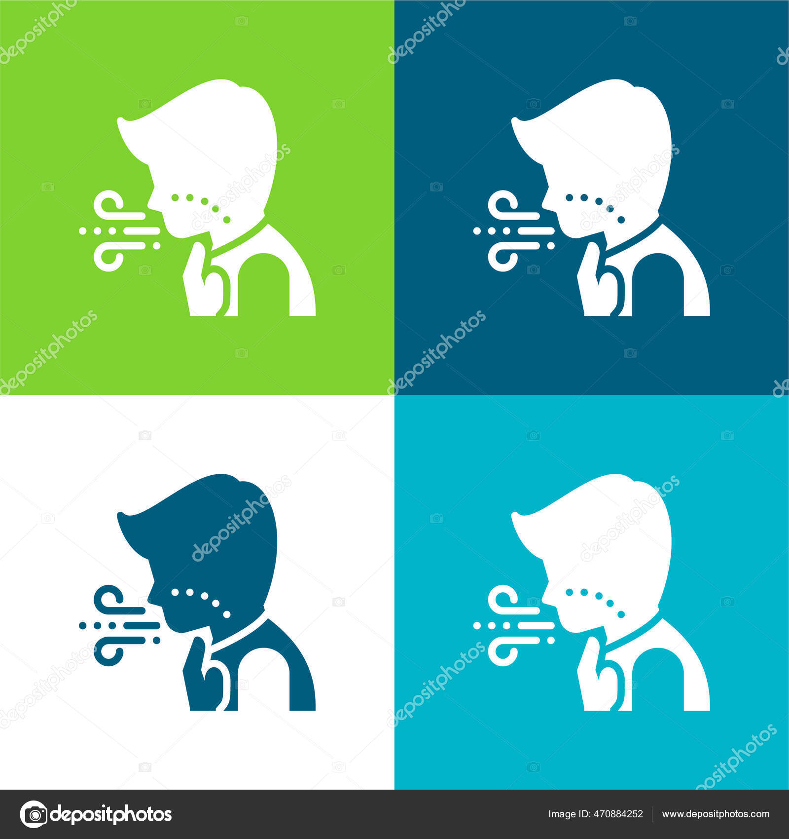 Breathing Flat Four Color Minimal Icon Set Stock Vector by ©Infolight ...