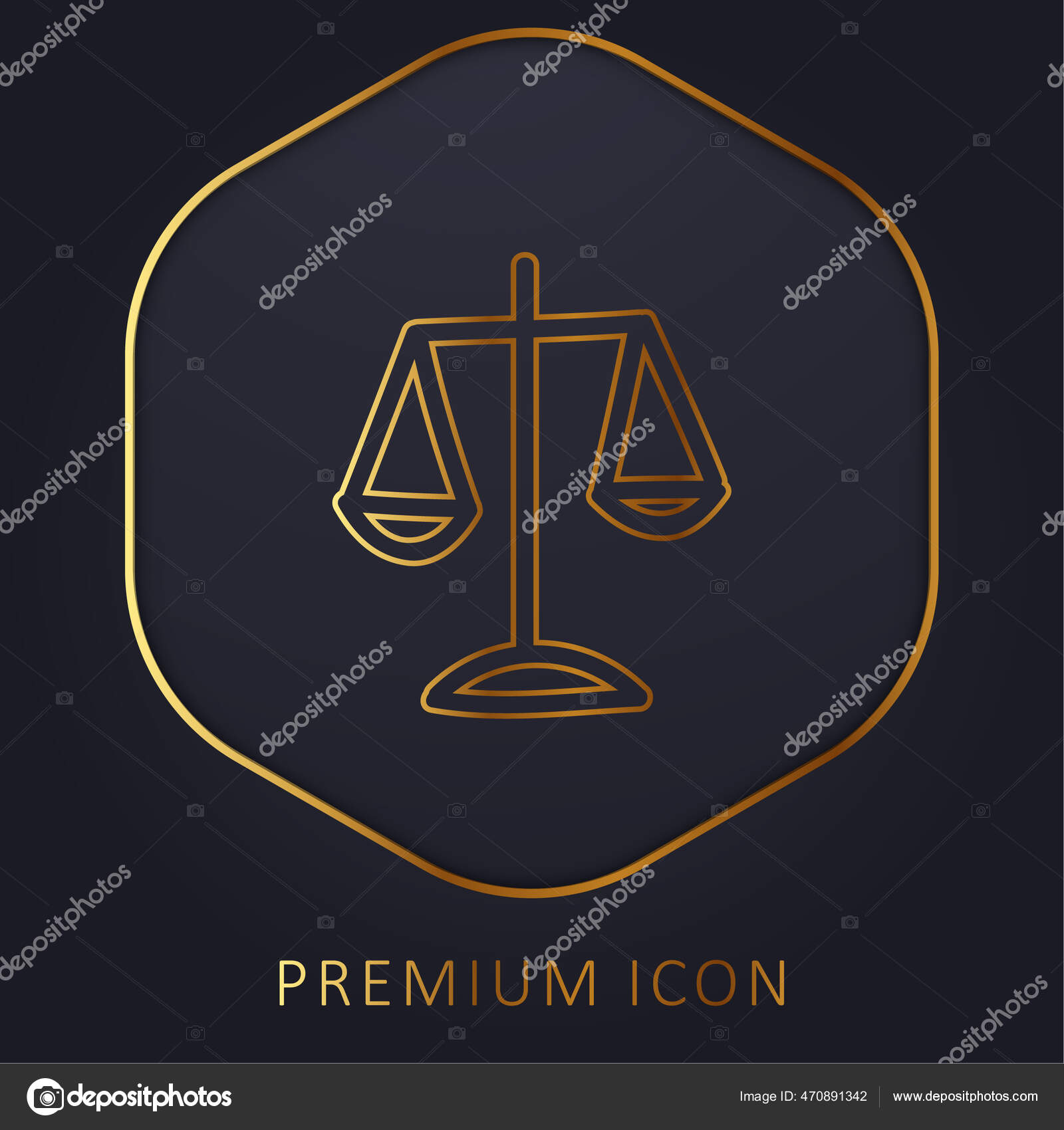 Balance Scale Hand Drawn Symbol Golden Line Premium Logo Icon Stock ...