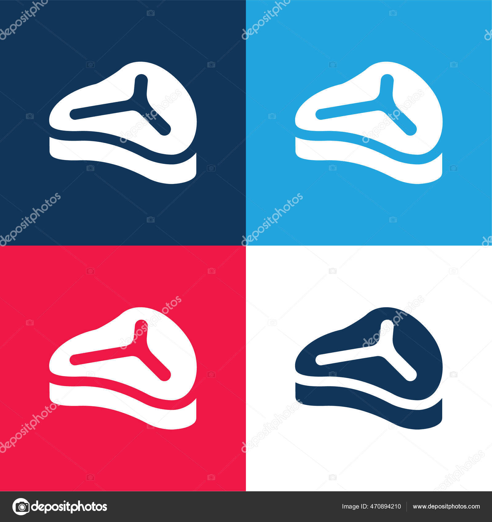 Big Steak Blue Red Four Color Minimal Icon Set Stock Vector Image by ...