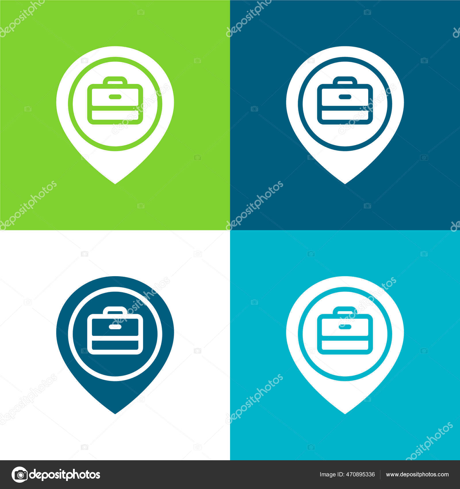 Address Flat Four Color Minimal Icon Set Stock Vector Image by ...