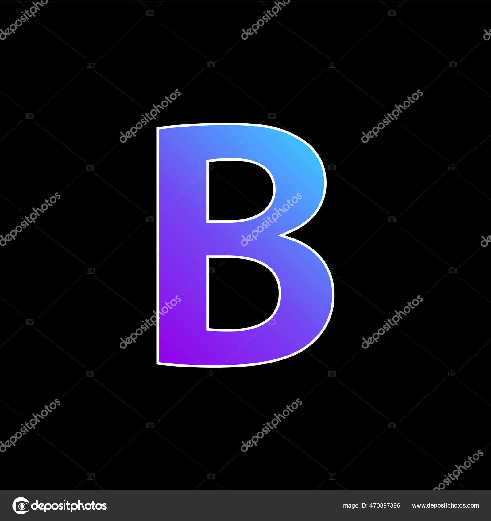 Bold Button Letter Symbol Blue Gradient Vector Icon Stock Vector Image ...
