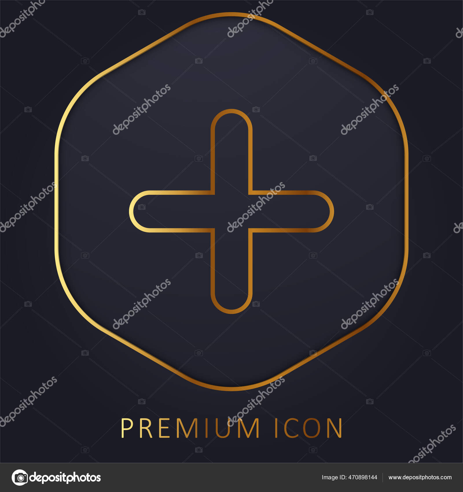 Addition Thick Symbol Golden Line Premium Logo Icon Stock Vector Image ...