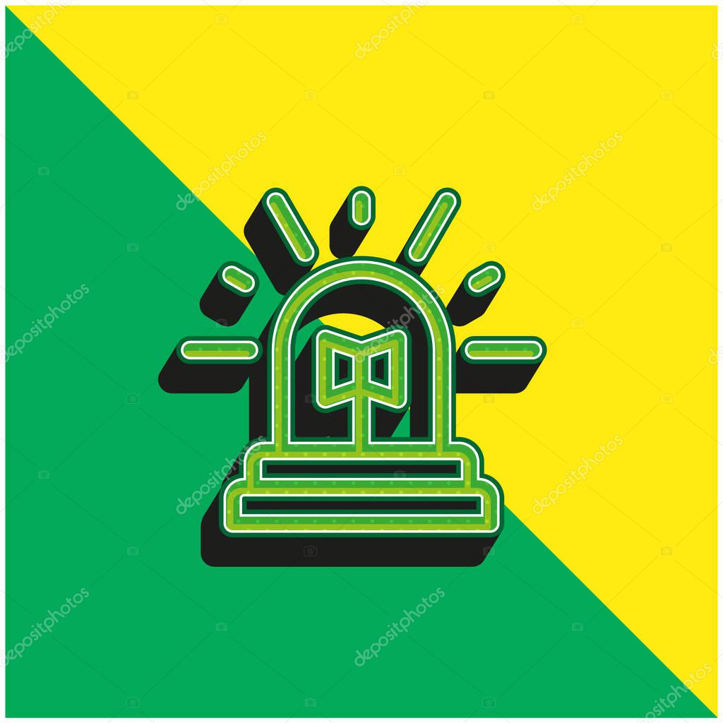 Alarma verde y amarillo moderno vector 3d icono logotipo 2024