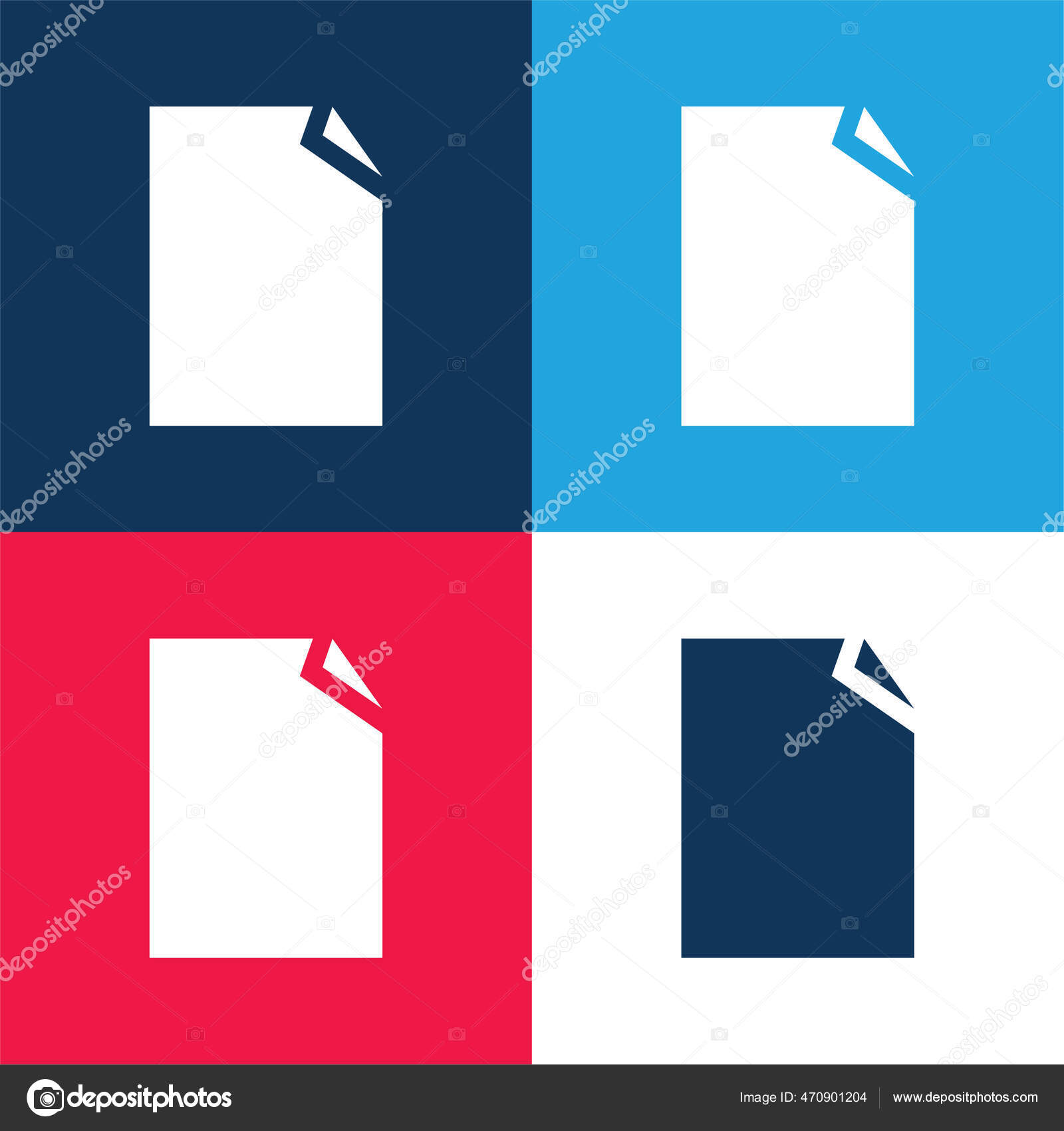Black Paper Symbol Blue Red Four Color Minimal Icon Set Stock Vector ...