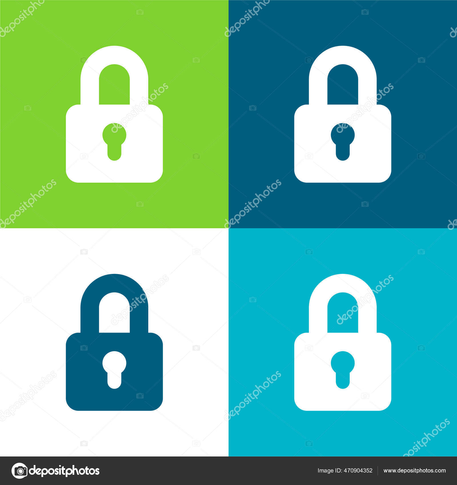 Bloqueo Grande Conjunto Iconos Mínimo Cuatro Colores Vector de stock ...